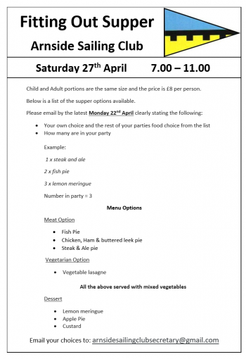 Fitting Out Supper – Arnside Sailing Club